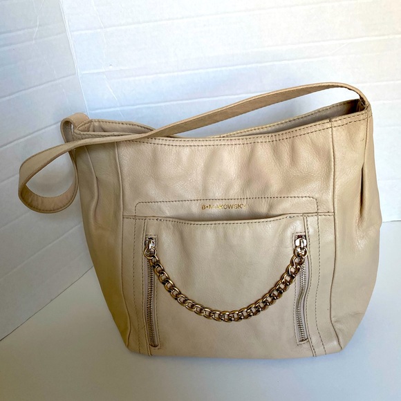 b. makowsky | Bags | B Makowsky Leather Shoulder Handbag With Chain ...